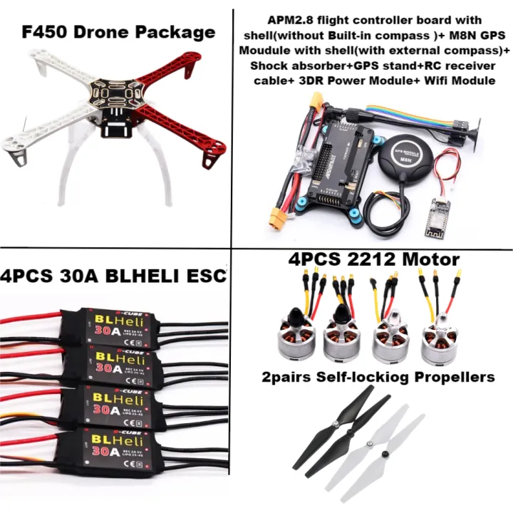 F450 Drone Kit With 450 Frame For APM PIXHAWK 4 Axis RC Multicopter ...