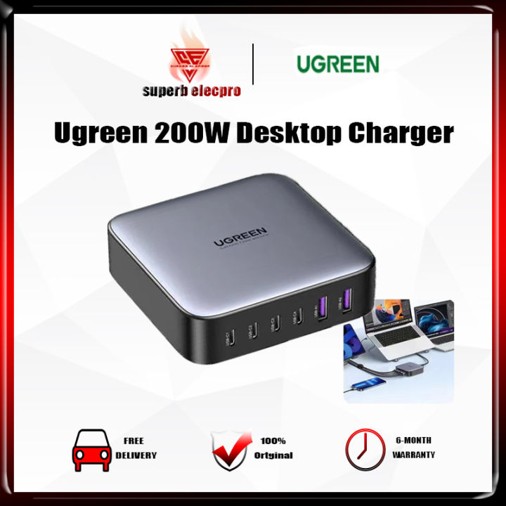 UGREEN 200W Desk Fast Charger 6-Port USB Type-C PD Quick Charger for ...