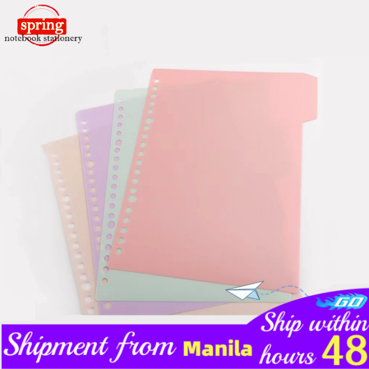 PP Pastel Index Page Separator Colors Loose Leaf Binder 4 Sheets A5, B5 ...