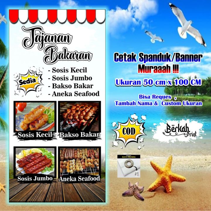 Spanduk Banner Sosis Bakar & Aneka Seafood Ukuran 50 cm x 100 cm ...