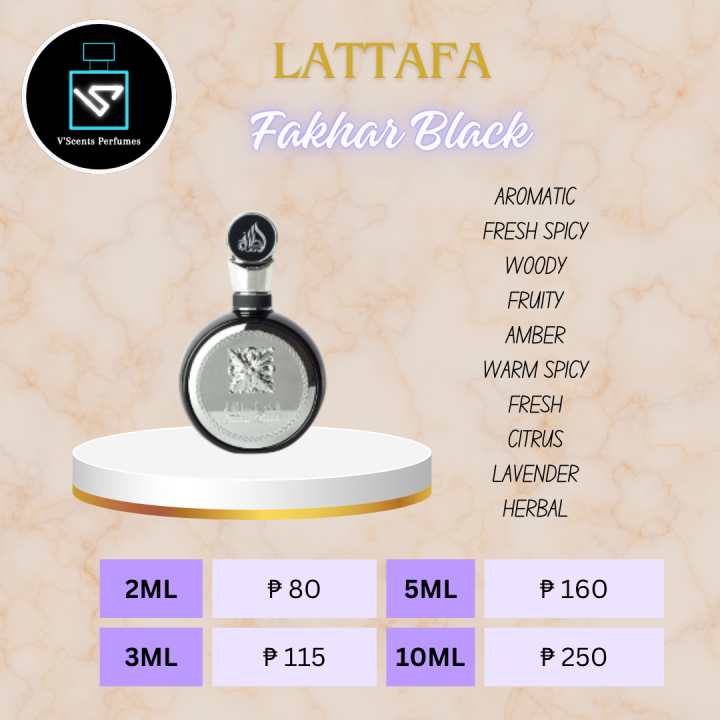 Vscents [ Lattafa ] Fakhar Black EDP Decant (Y EDP Dupe) | Lazada PH