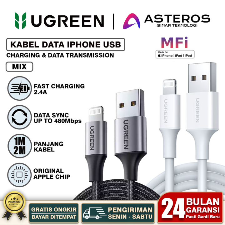 UGREEN Kabel Iphone Ipad Usb Lightning MFI FAST Charging 10W-18W | Lazada Indonesia