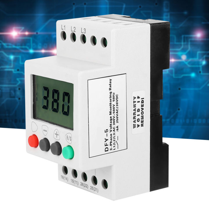 3-Phase Monitoring Relay DFY-5 LCD Display Under Over Voltage Phase ...