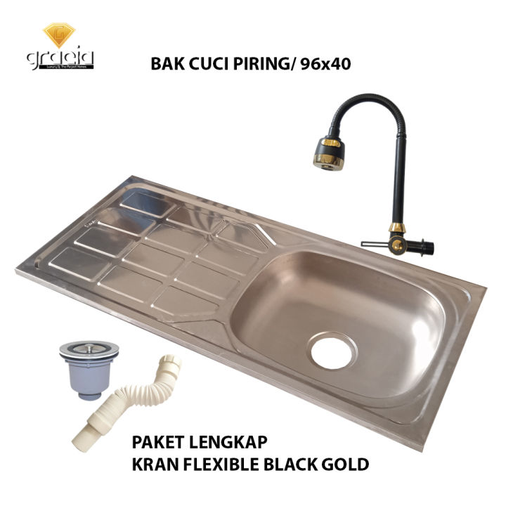 Bak/Wastafel Cuci Piring Stainless 96 x 40 cm Bak Cuci Piring Paket ...