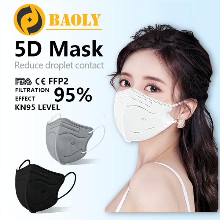 BAOLY 100PCS KN95 5D facemask 5PLY Aesthetic FaceMask Neutral Filter butterfly mask Anti Viral ...
