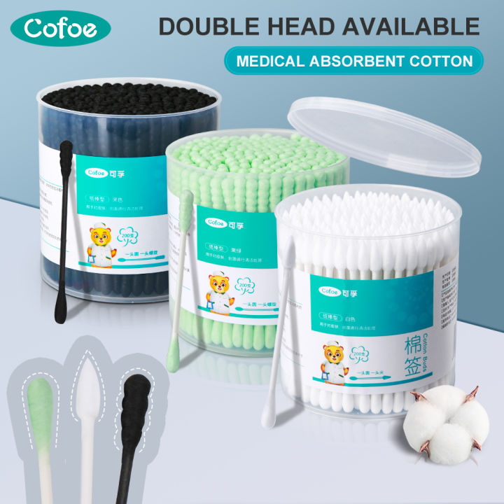 Cofoe Disposable Bud Cotton Swab Double-Head Nose Ears Cleaning Makeup ...