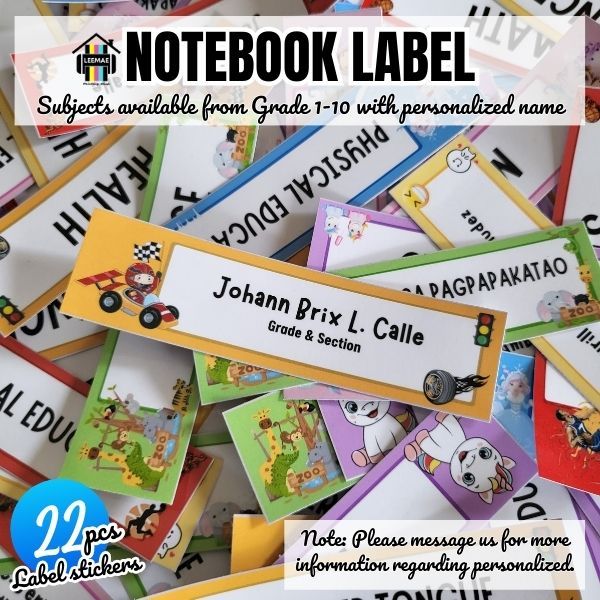 NOTEBOOK LABEL STICKERS - Personalized NAME & SUBJECTS | Lazada PH
