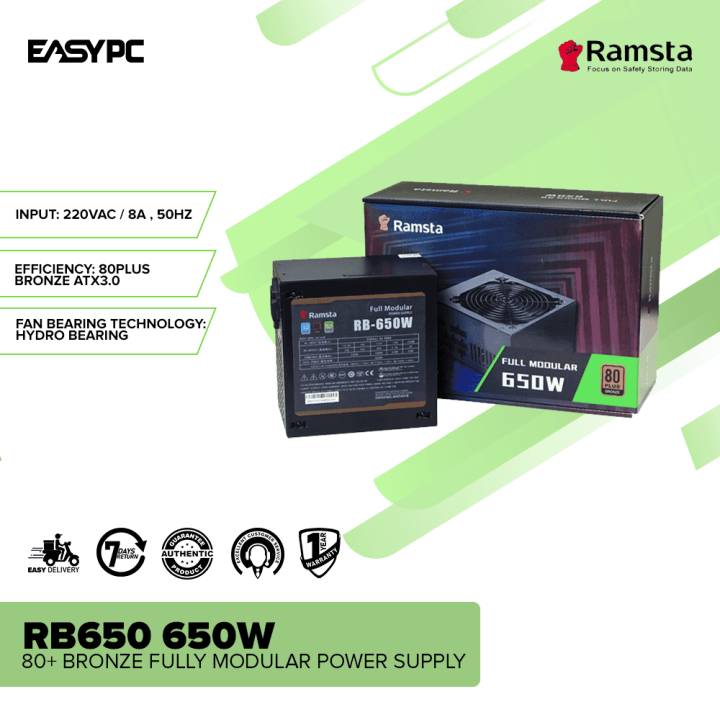 EasyPC | Ramsta RB650 650W / 750W / 850W 80+ Bronze Fully Modular Power ...