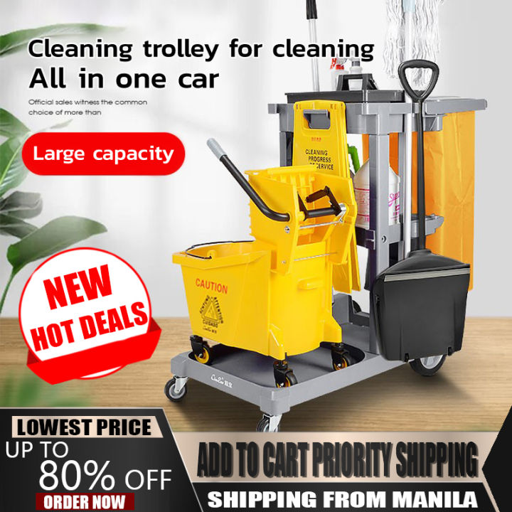 [COD+ Speedy Delivery] Cleaning Trolley Multi-function Cleaning Cart Linen Cart Shopping Mall ...