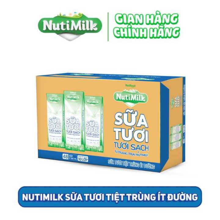 Thùng 48 hộp NutiMilk Sữa tươi TƯƠI SẠCH - Sữa tươi tiệt trùng hộp ...