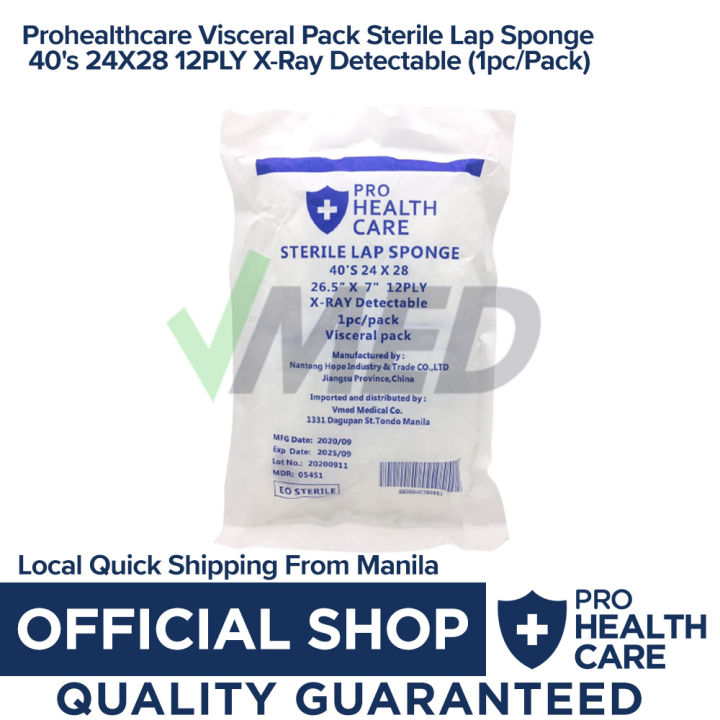 Prohealthcare Visceral Pack Sterile Lap Sponge 40's 24X28 12PLY X-Ray ...