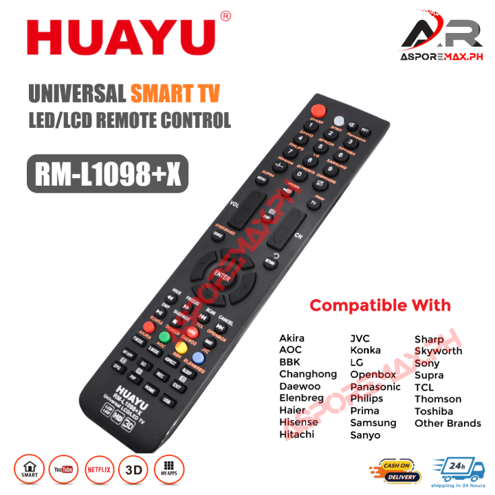 Huayu RM-L1098+X Universal Smart TV Remote Control with Home Apps,Netflix and Youtube Button ...