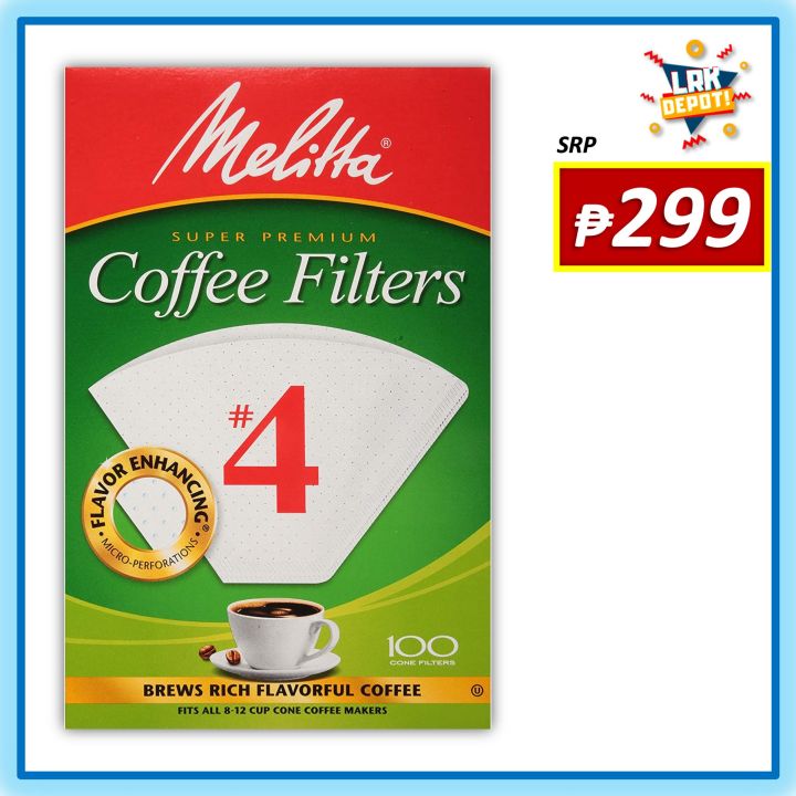 Melitta #4 Super Premium Cone Coffee Filters 8-12 cup Brown (100 pcs ...