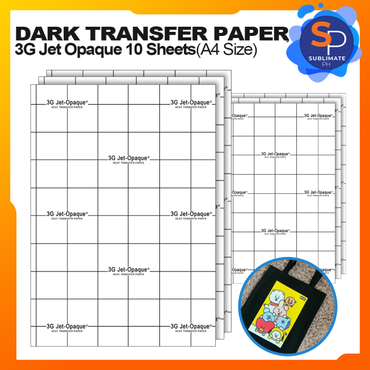 3G Jet-Opaque High Quality Dark Transfer Paper A4 | A3 Size Inkjet Heat ...
