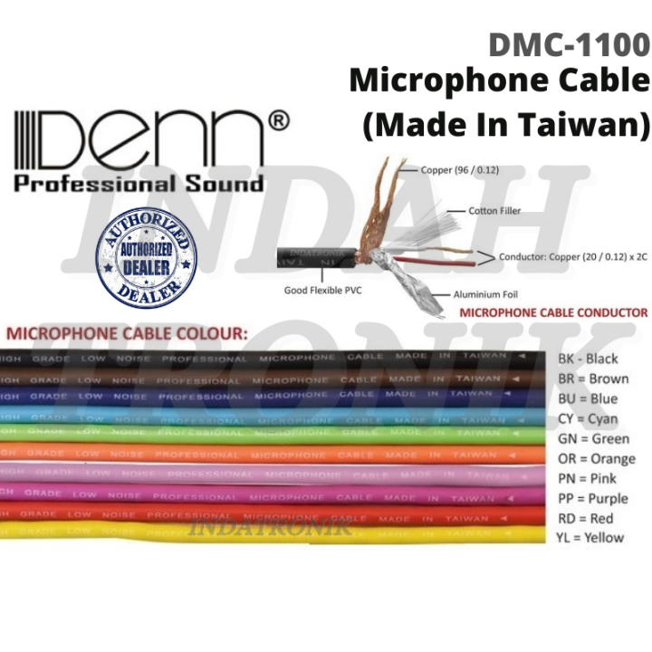 (Per Meter) DENN High Quality Taiwan Shielded Mic Cable Microphone ...