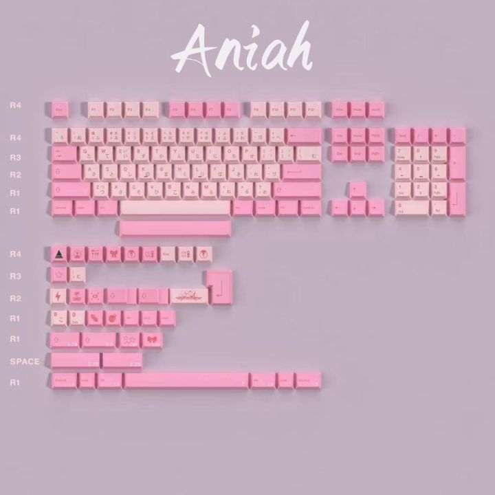Cherry Keycaps pink Set PBT Dye Sub Keycap Anime English For MX Switch ...