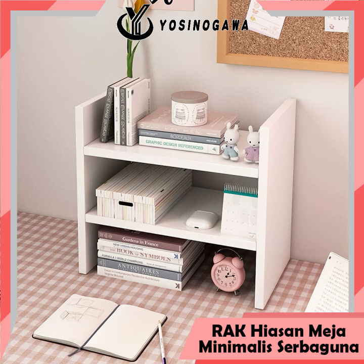 Rak Hiasan Meja Minimalis Hitam & Putih Modern Serbaguna - Yosinogawa ...