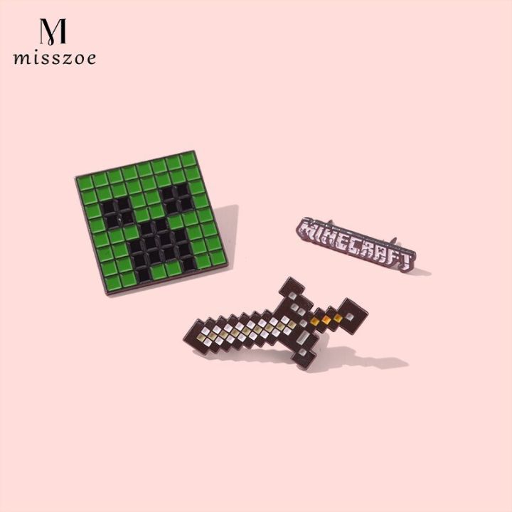 3 Styles Game Minecraft Lapel Pin Weapon Enamel Brooch Cartoon Backpack ...