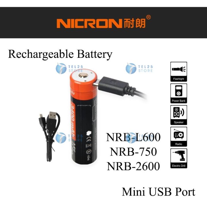 [ 1 UNIT ] NICRON NRB-L600 NRB-750 NRB-2600 600Mah 750Mah 2600Mah ...