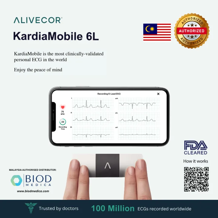 AliveCor Kardia Mobile 6L | Portable Instant ECG Device | Heart Monitor ...