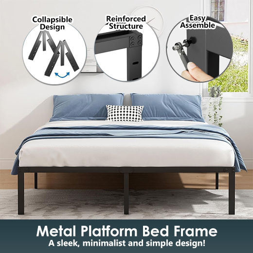 🇸🇬 Elegant Heavy-Duty Metal Bed Frame with Easy Assembly and Sturdy ...