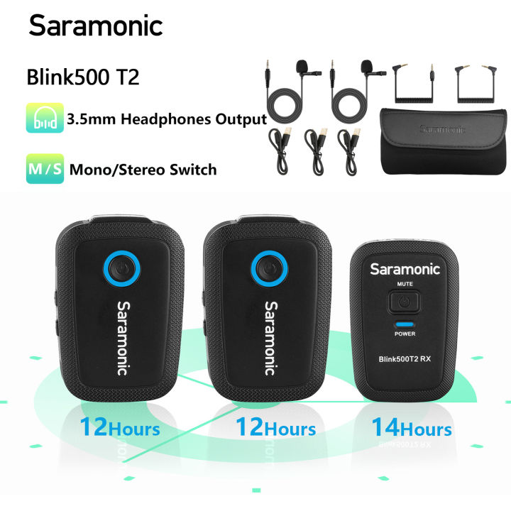Saramonic Blink500T2 Wireless Microphone Set Lavalier Dual Transmitter ...