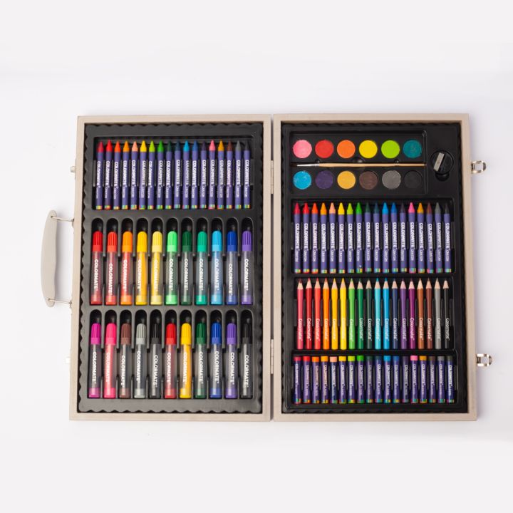 Bộ màu vẽ Colormate hộp gỗ cao cấp 110 chi tiết, Art Set, Quà tặng cho ...