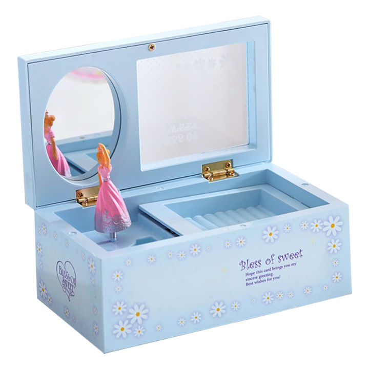 Music Box Rotating Jewelry Storage Case Rectangular Clear Musical Toy ...