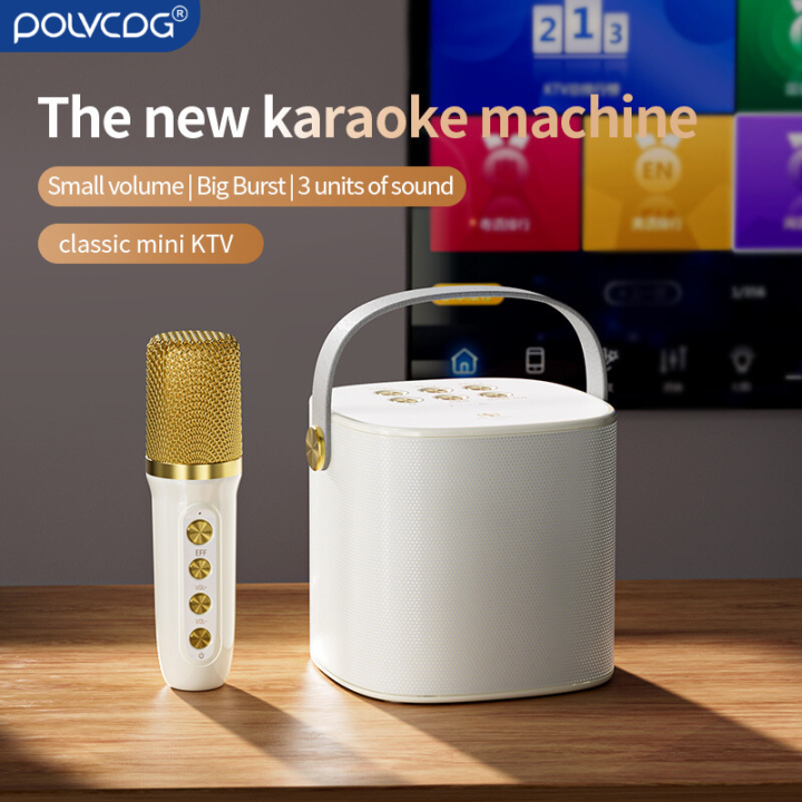 POLVCDG bluetooth speaker super bass mini videoke machine with mic ...