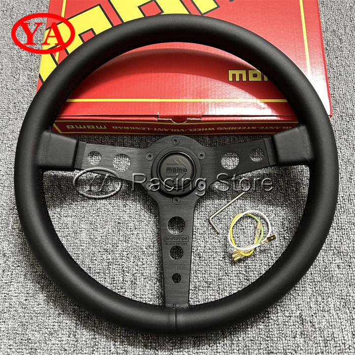 MOMO Prototipo P5 Black Edition Steering Wheel Universal 350mm 14inch momo Leather Sport ...