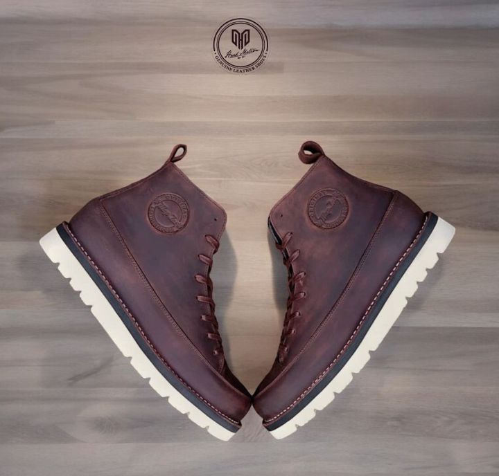 Hard Motion Lexus Dark Brown Sepatu Pria Boots Sneakers Kulit Sepatu ...