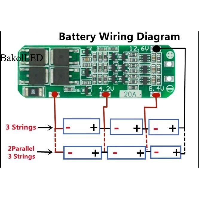 BMS 3s lithium ion li ion 12v seri 3.7v 20A 18650 BakolLED | Lazada ...