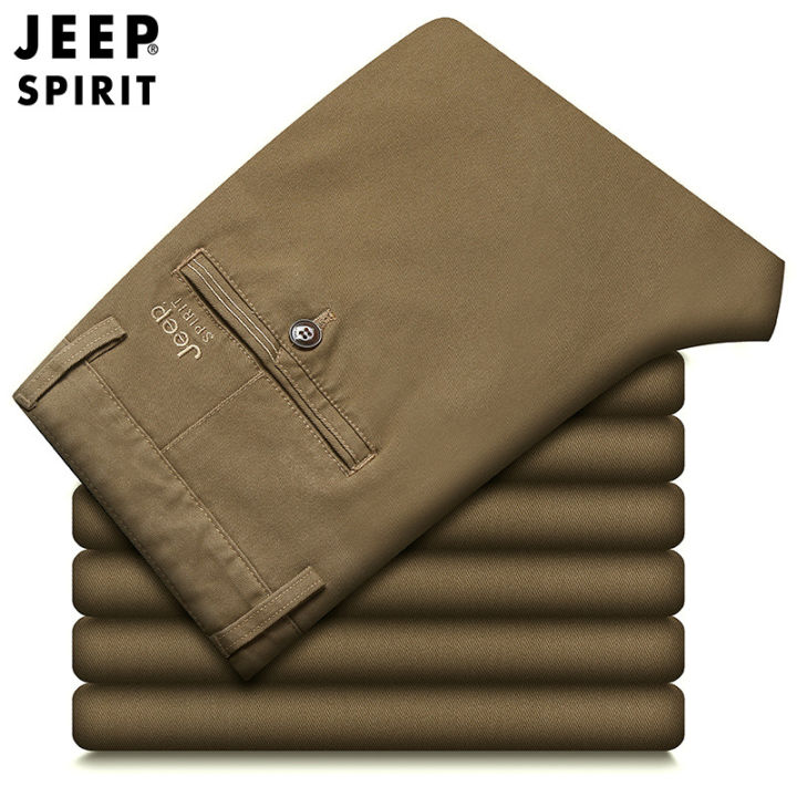 JEEP SPIRIT กางเกงลำลองผู้ชายขาตรงธุรกิจวัยกลางคนกางเกงผ้าฝ้าย | Lazada ...