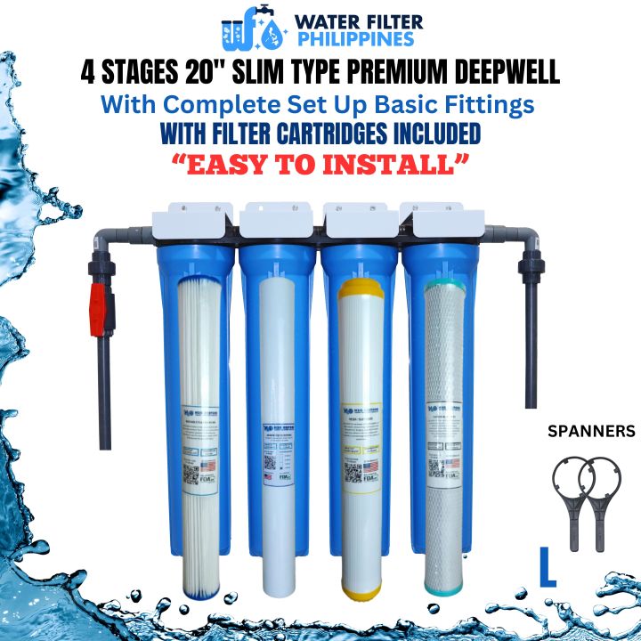 Water Filtration System 4 Stages 20" Slim Type Deepwell Premium Set Up ...