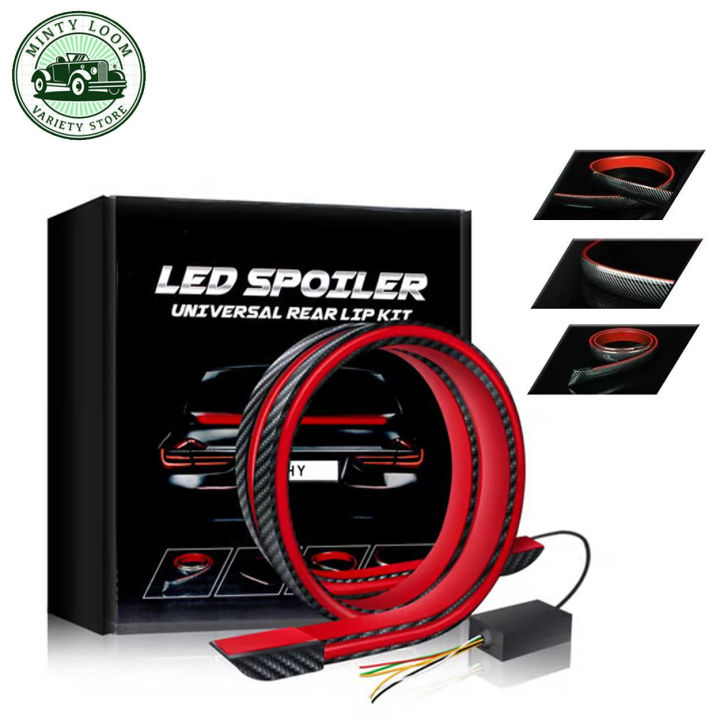 130cm Universal Carbon Fiber LED Rear Spoiler Light For Car Trunk ...