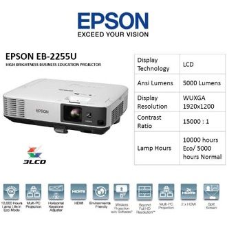 **EPSON EB-2255U WUXGA 3LCD FULL HD 5,000 LUMEN PROJECTOR (1920 X 1200 ...