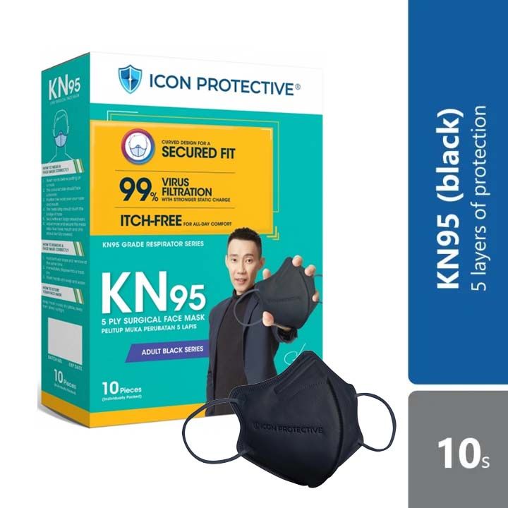 Icon Protective KN95 3D Face Mask (Black) 10s | cold / flu / protect ...