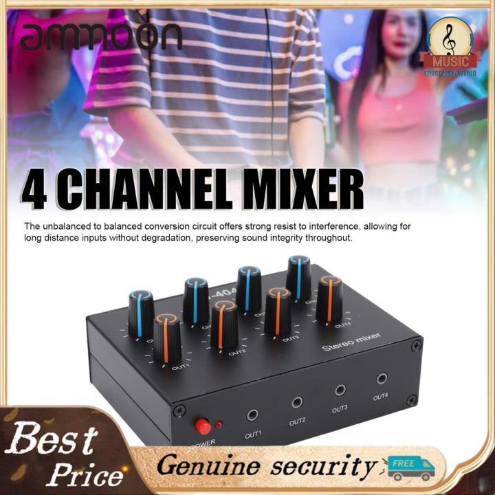 4 Channel Stereo Mixer Anti Interference Sound Mixer for Clubs Bars ...