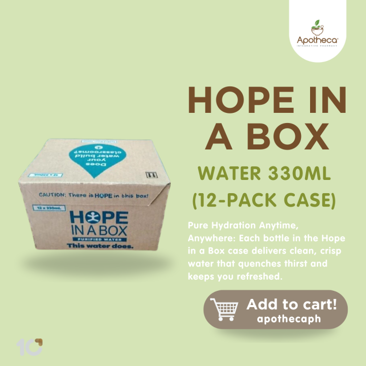 Hope in a Box Water 330ml 12-Pack Case Refreshing Sustainable Bottled ...