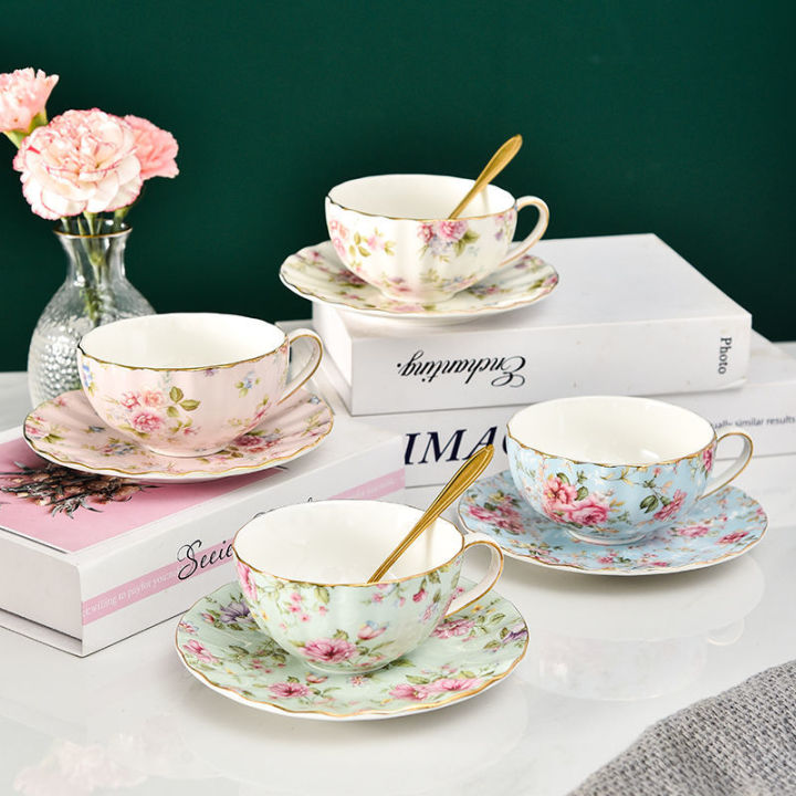 High Quality Ceramic Flower Tea Cup Coffee Cup Set British Afternoon ...