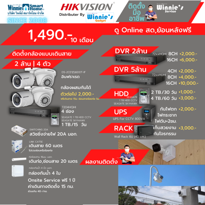 Hikvision ชุดกล้องวงจรปิด แบบanalog สุดคุ้ม ดู Online สด ย้อนหลังฟรี
