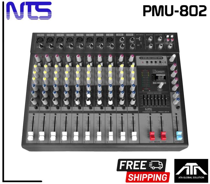 NTS PMU-802 เพาเวอร์มิกเซอร์ 8 แชนแนล กำลังขับ 150W x 2 8 Ohm ดิจิตอลเอ็ฟเฟ็กต์ 16 preset มีช่อง ...