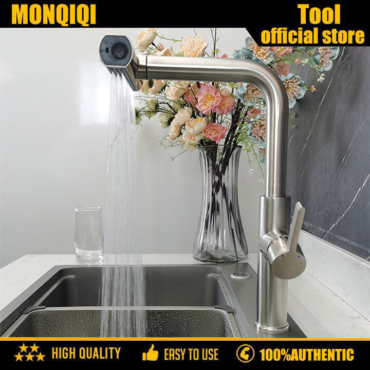 MONQIQI Kitchen Sink Faucet Flexible 360 Rotation 4 Modes Wall Mounted / Pillar Basin Water Tap ...