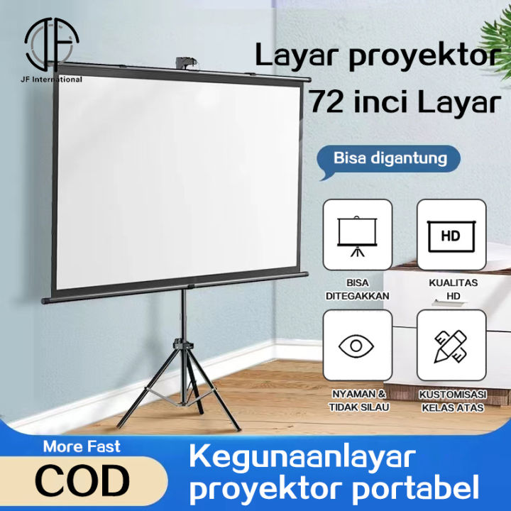 Layar proyektor 72 inci Layar Proyektor 4:3 Layar proyektor gantung dan ...