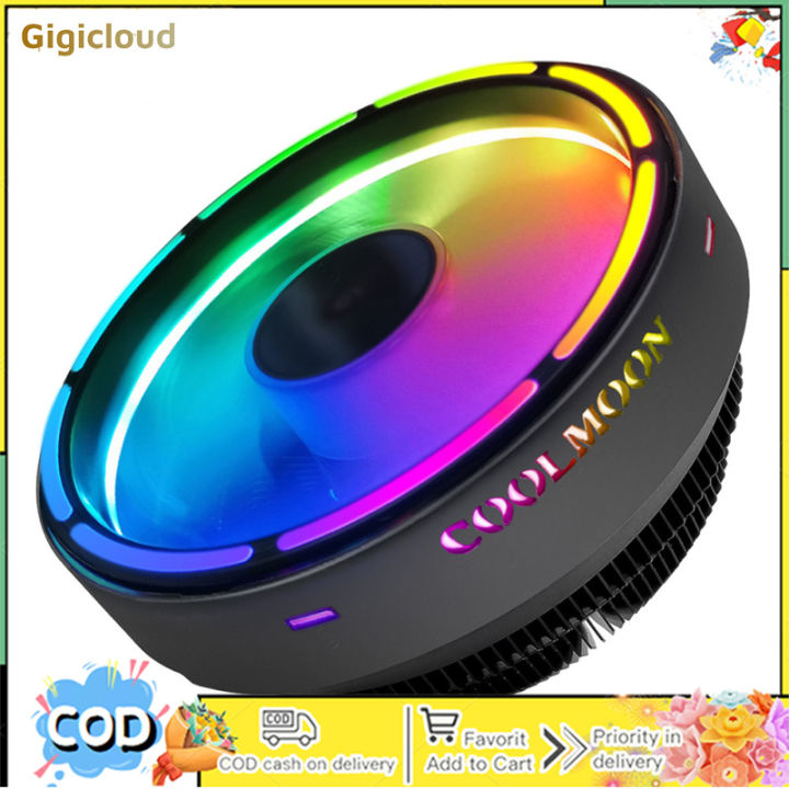 COOLMOON Computer CPU Heatsink With 17 Lighting Modes Fan Cooling RGB ...