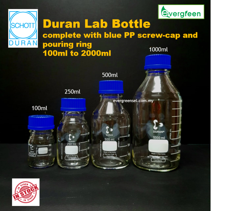 Duran Lab bottle/ Laboratory Glass Bottles complete with LOCAL blue PP ...