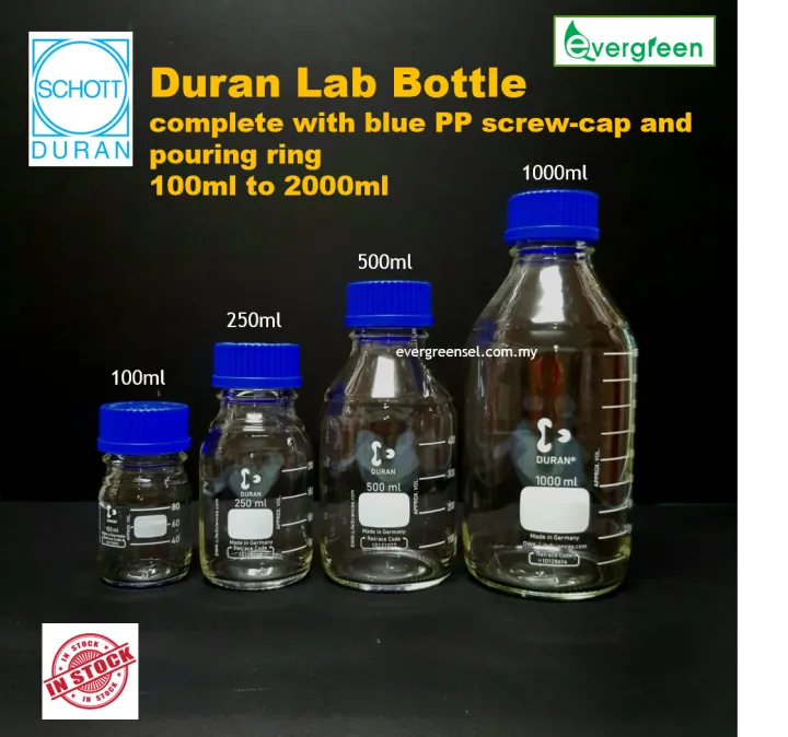 Duran Lab bottle/ Laboratory Glass Bottles complete with LOCAL blue PP ...