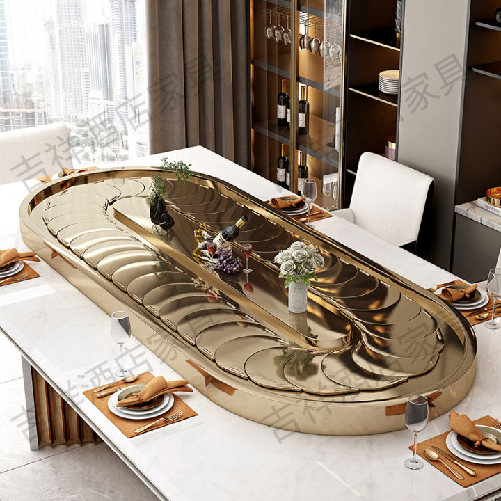 Rectangular dining table electric turntable Chinese restaurant ...