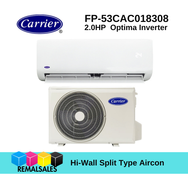 CARRIER FP-53CAC018308 2.0HP Optima Hi-Wall Inverter Split Type Aircon ...