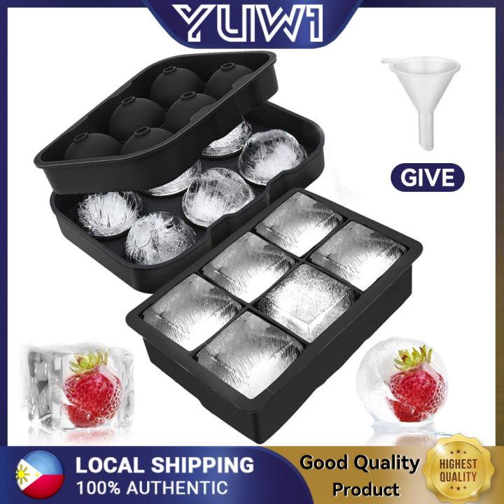 YUWI Silicone Ice Cube Trays Mold 6 Hole Sphere Round Square Ice Ball ...